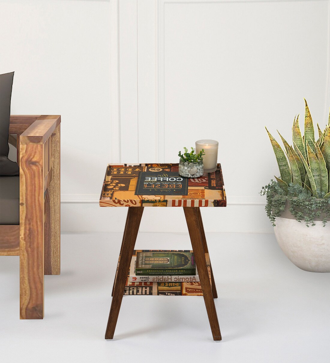 Buy Crushing on Coffee Trapezium Side Table in Multicolour Colour at 46 ...