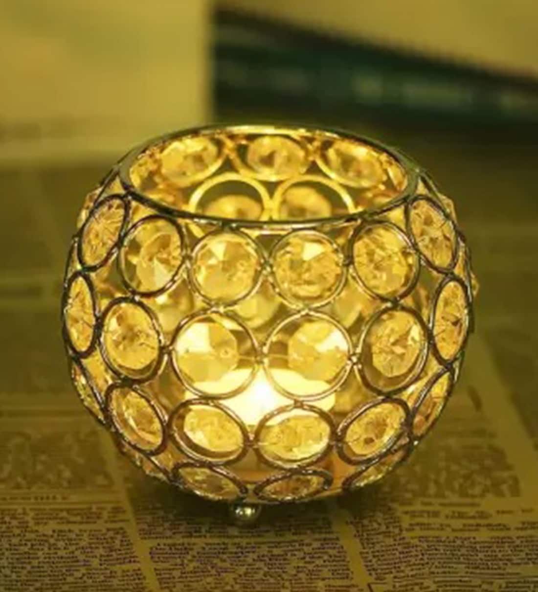 Buy Crystal Silver Metal Table Tea Light Holders (Set Of 2) at 45% OFF ...