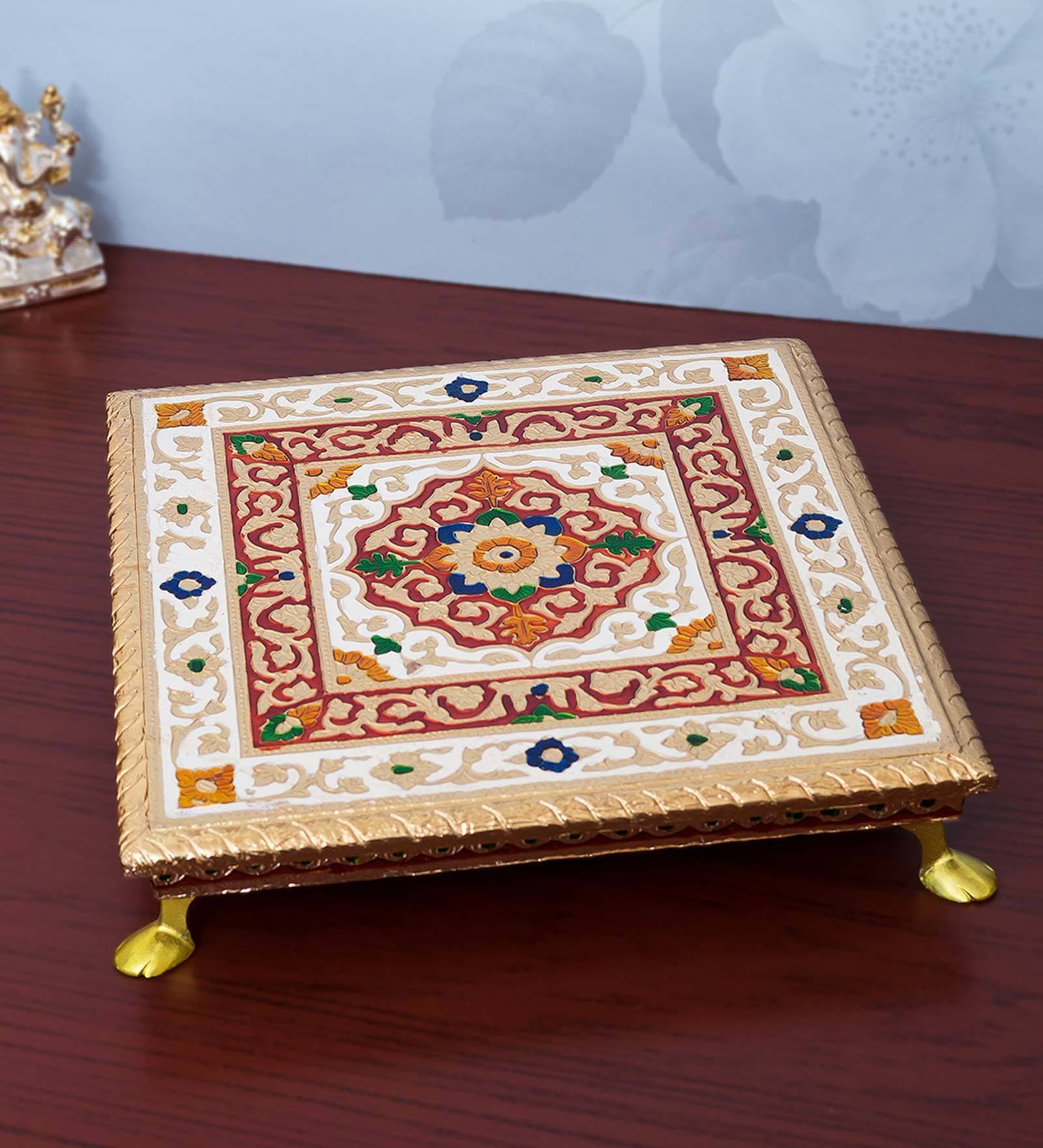 Buy Cream Wooden Minakari Golden Chaurang by Golden Peacock Online ...