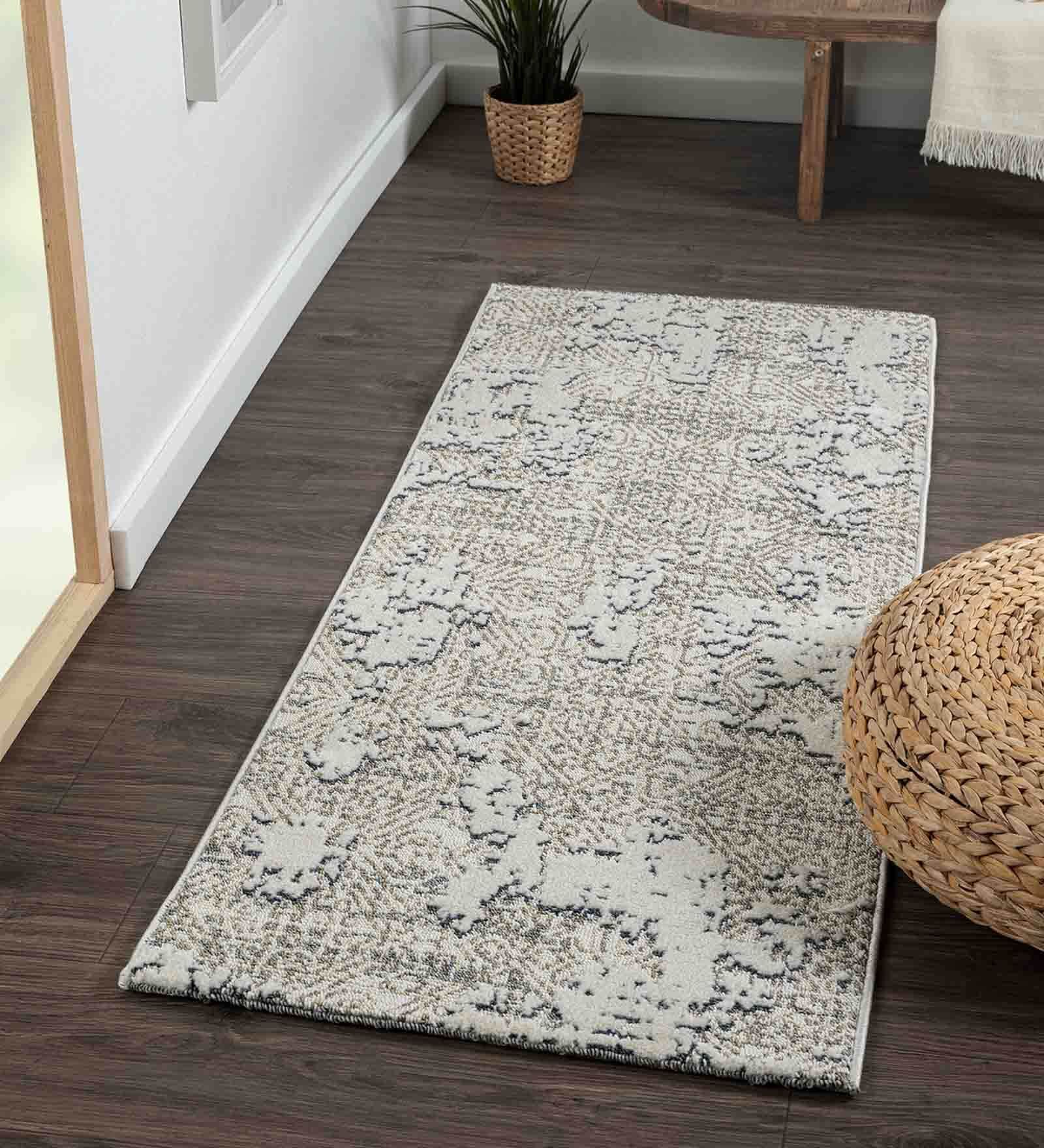 Buy Cream Abstract Polypropylene 59x24 Inches Machine Made Floor Runner ...