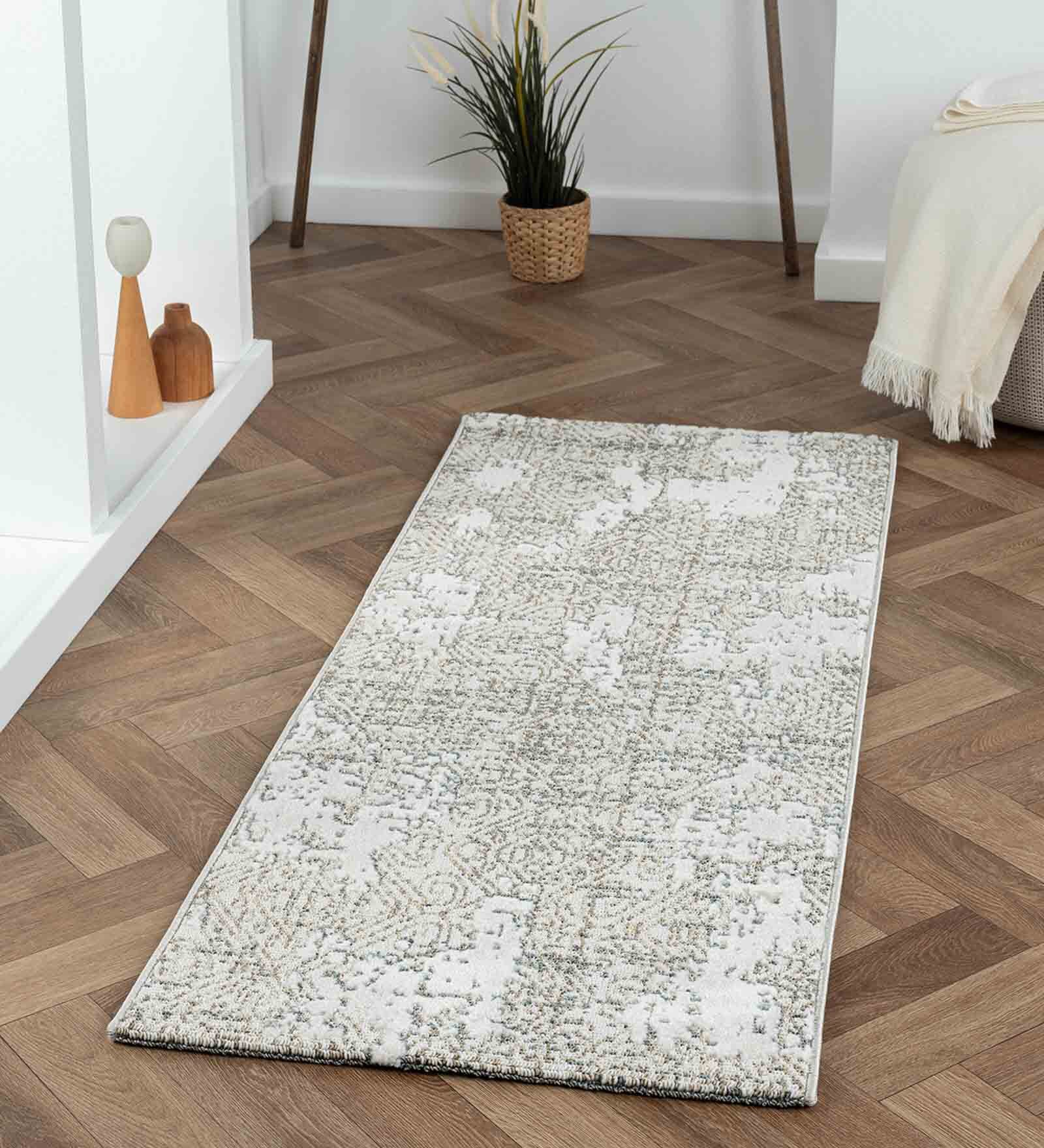 Buy Cream Abstract Polypropylene 59x24 Inches Machine Made Floor Runner ...