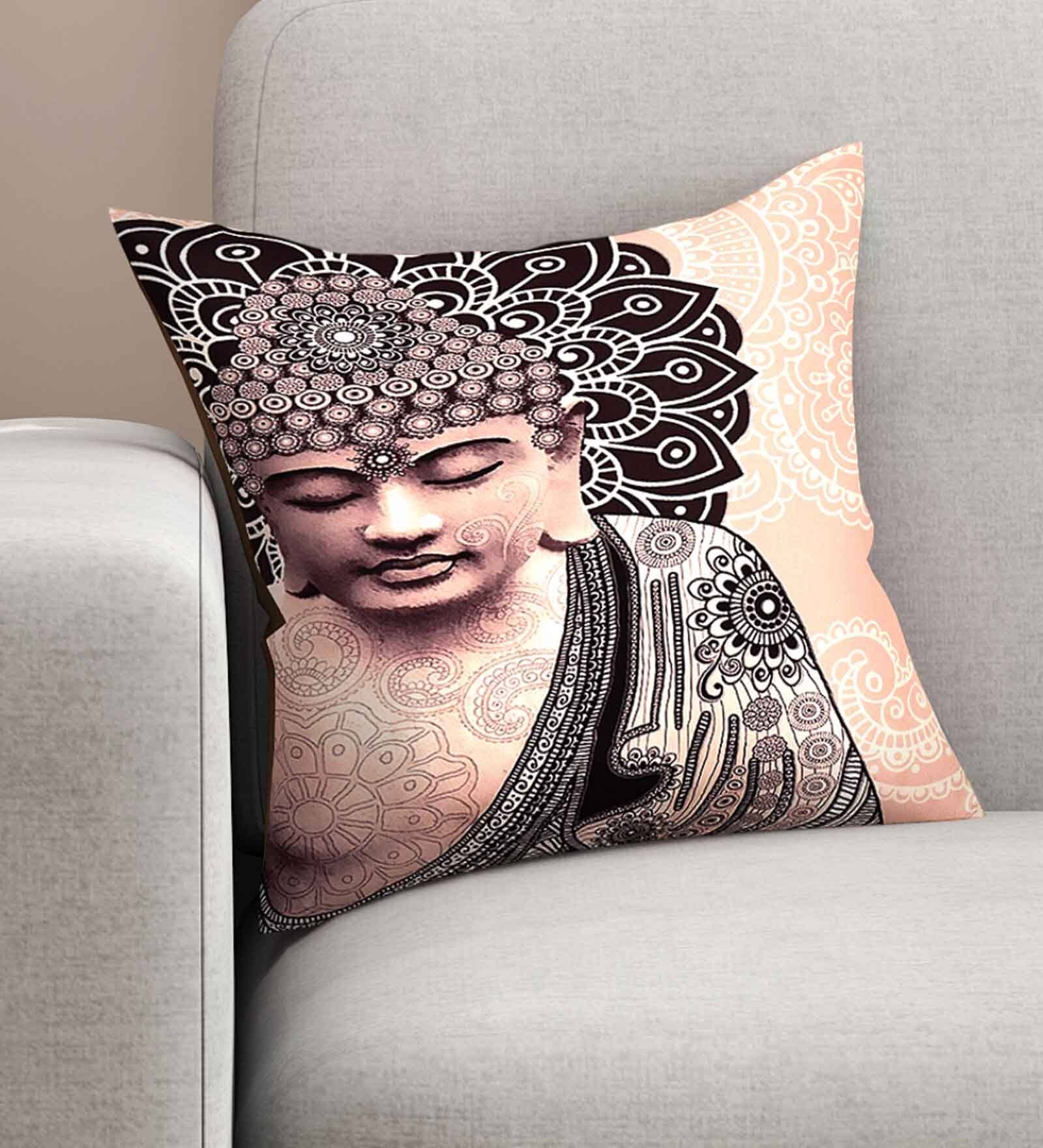 Buy Cream Traditional Poly Cotton 16 x 16 Inches Cushion Cover by SEJ ...