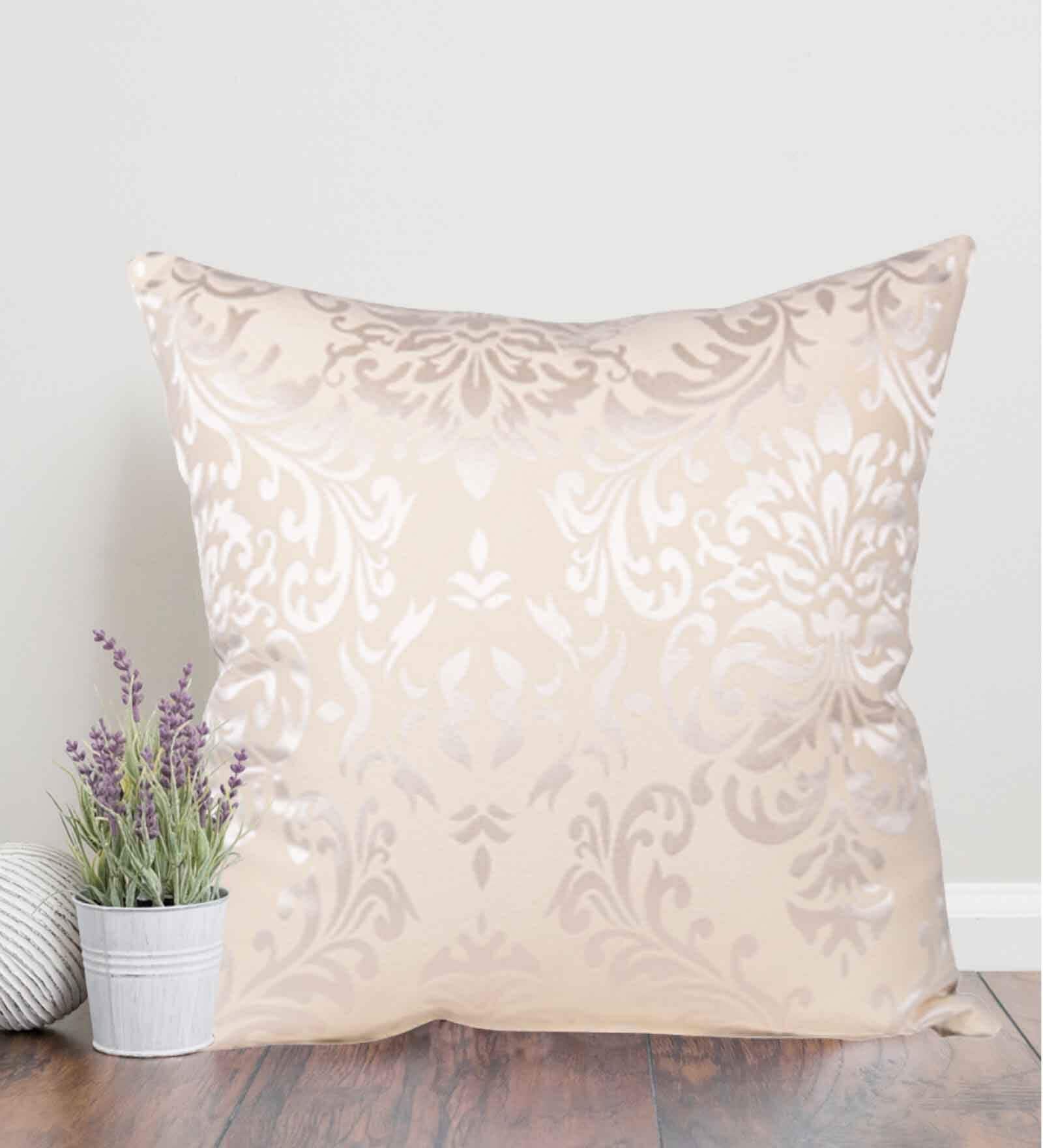 Buy Cream Traditional Cotton 14 x 14 Inches Cushion Cover by Sivya by ...