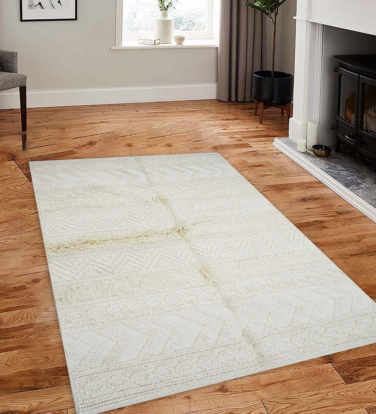 Buy Cream Cotton Solid 4 X 6 Feet Hand Woven Carpet by Potlistudio at ...