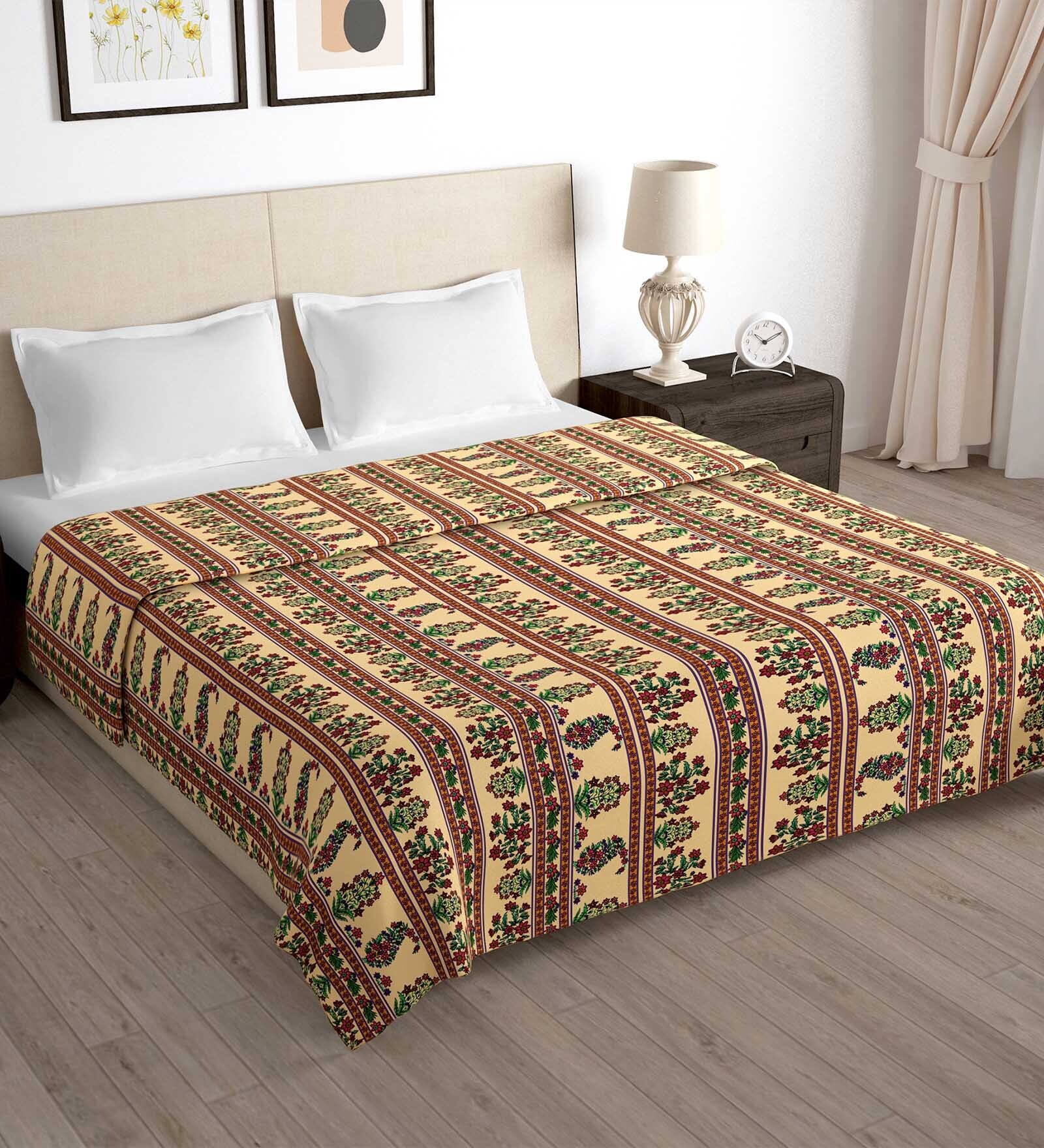 Buy Cream Microfiber Abstract 180 GSM Fusion Reversible Double ...