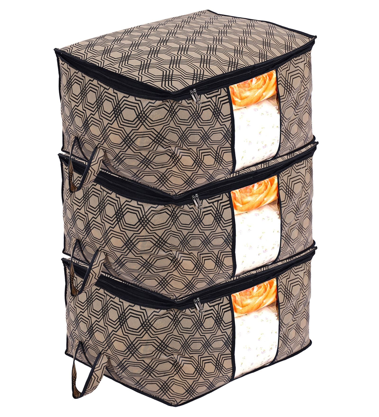 Buy Cream Non Woven Foldable (Set of 3) Underbed Organizer By Kuber ...