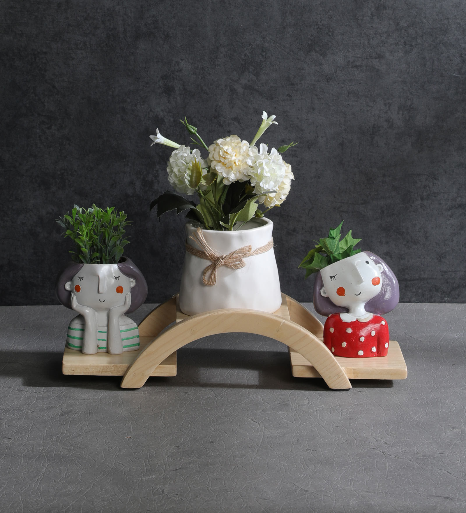Buy Cream Pot Bridge Planter Stand Small by Lycka Online - Wooden ...