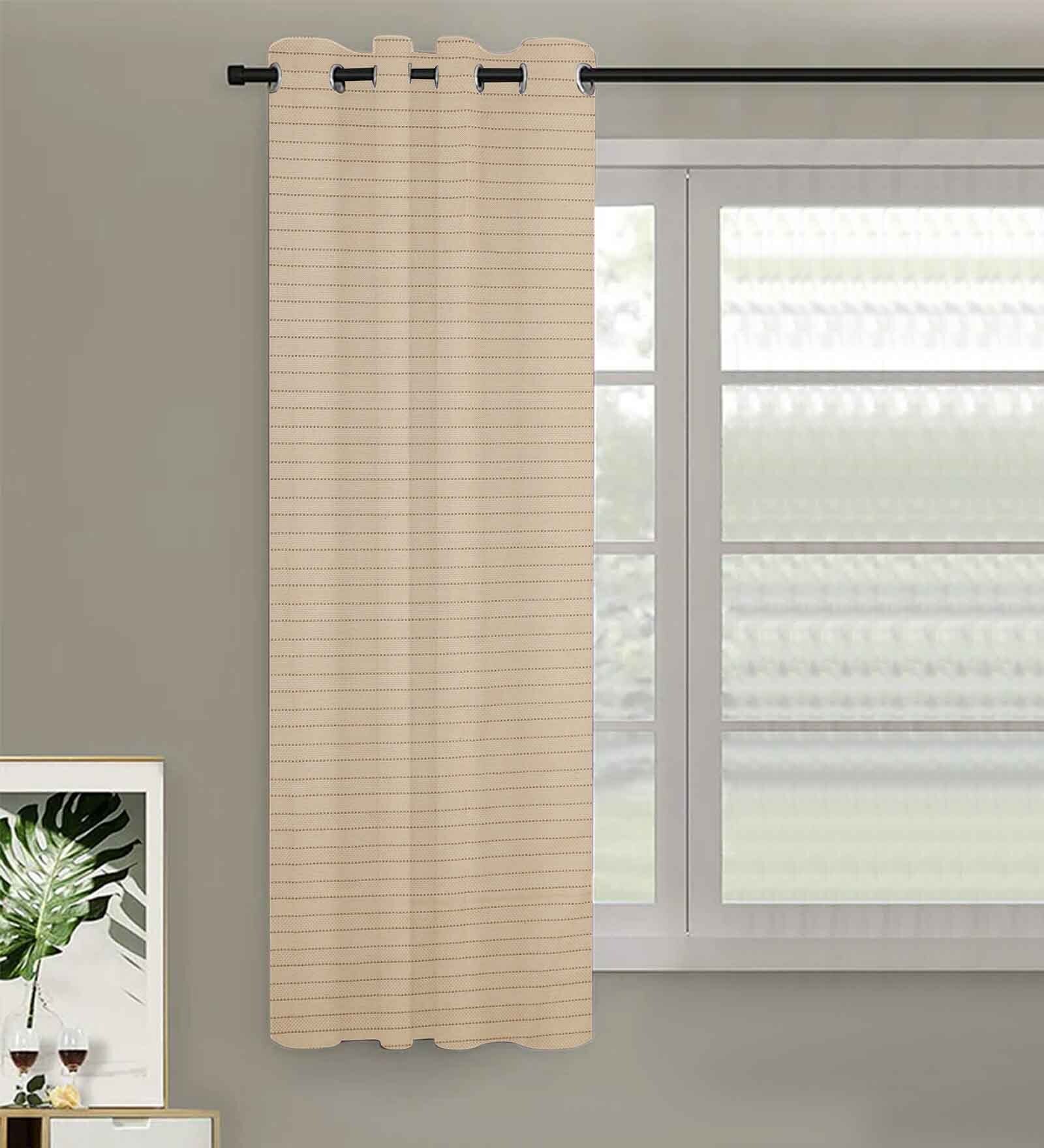 Buy Cream Premium Jute Geometric 5ft Light Filtering Eyelet Window ...