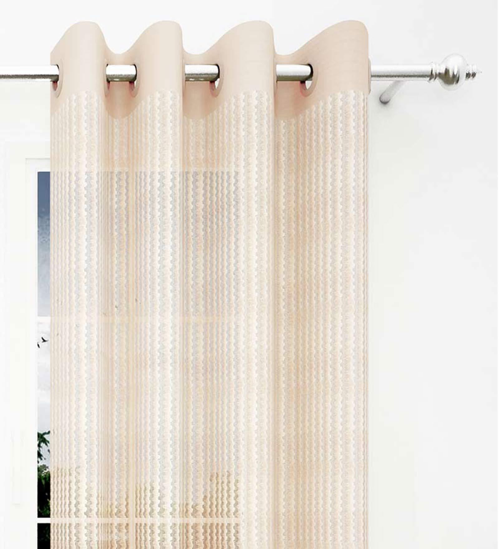 Buy Cream Sheer Polyester 5 feet Eyelet Window Curtains - Set of 2 at ...