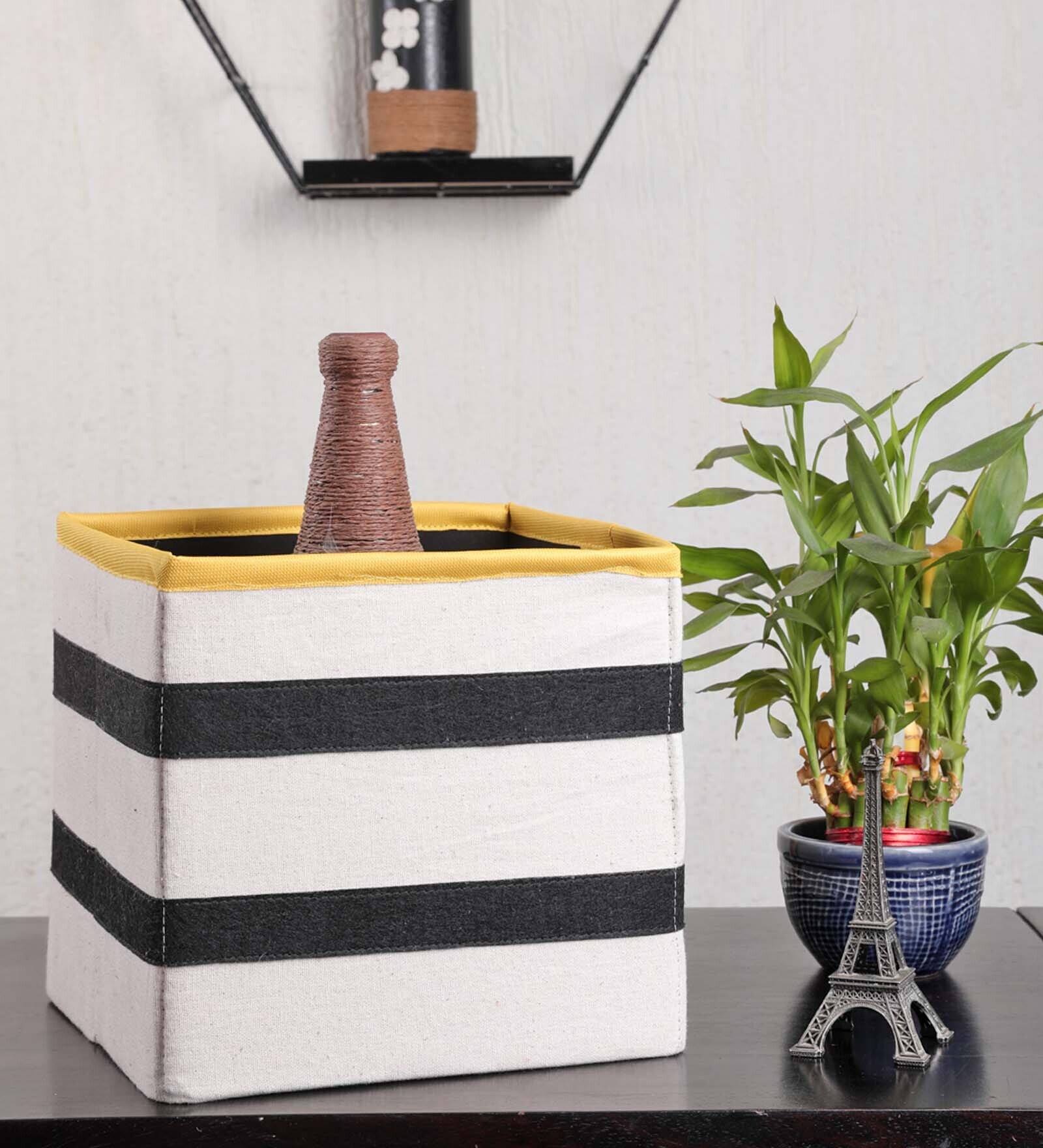 Buy White & Black striped Canvas Foldable Cloth Organiser at 37% OFF by ...