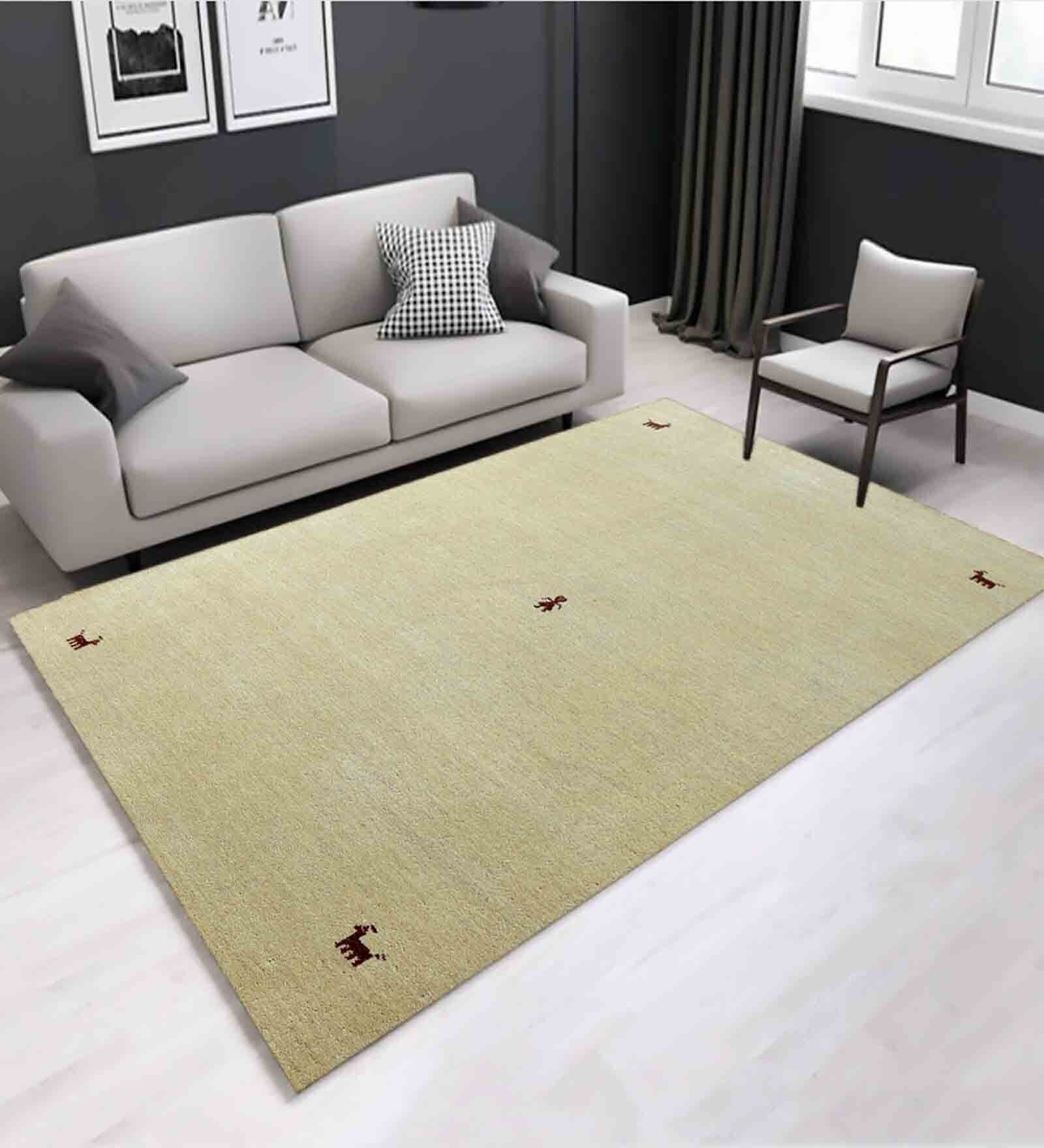 Buy Cream Viscose Abstract 5 x 8 Feet Hand Tufted Carpet By Carpet ...