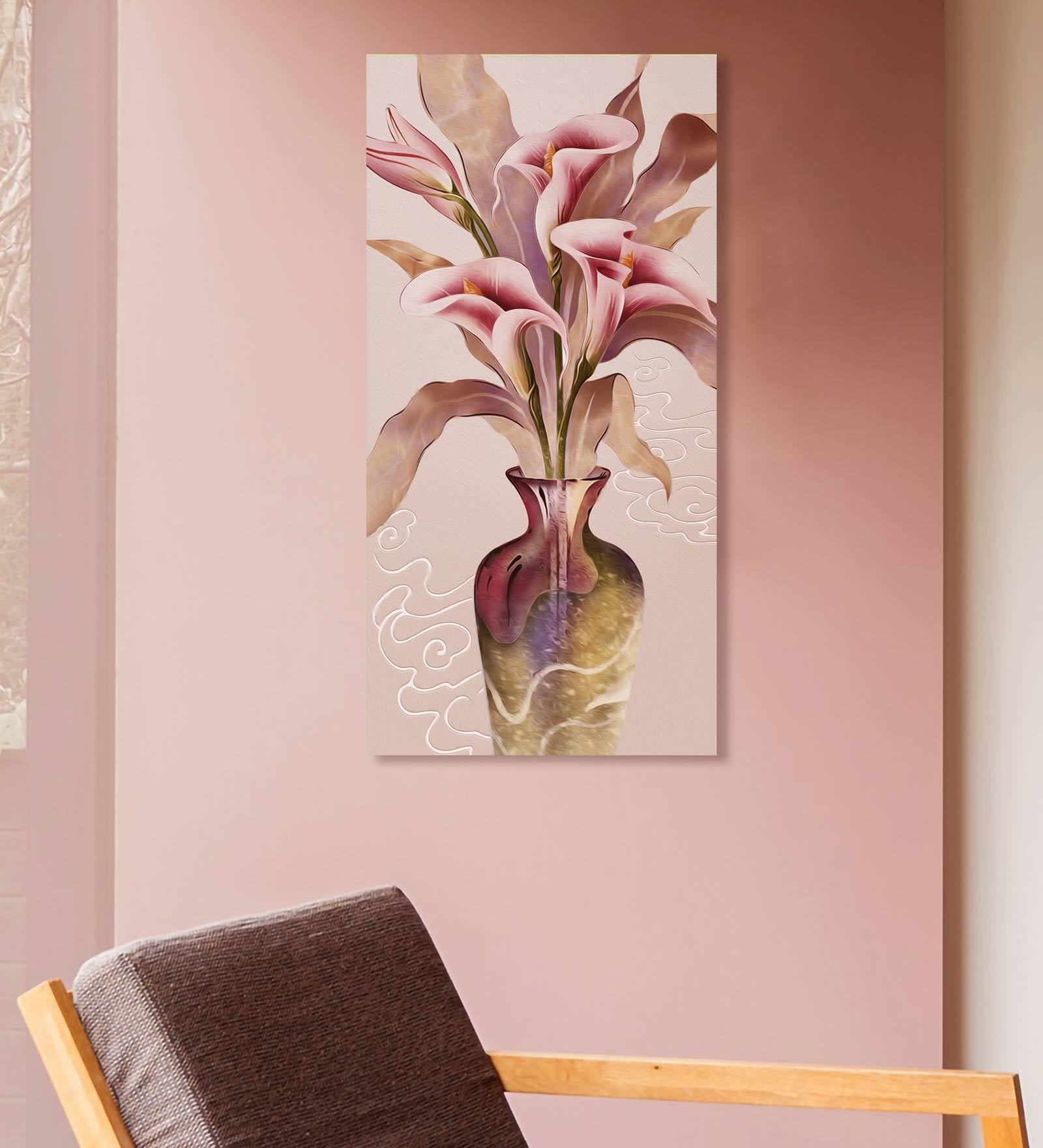 Buy Creative Flower Multicolour Canvas Teakwood And MDF Framed Art ...