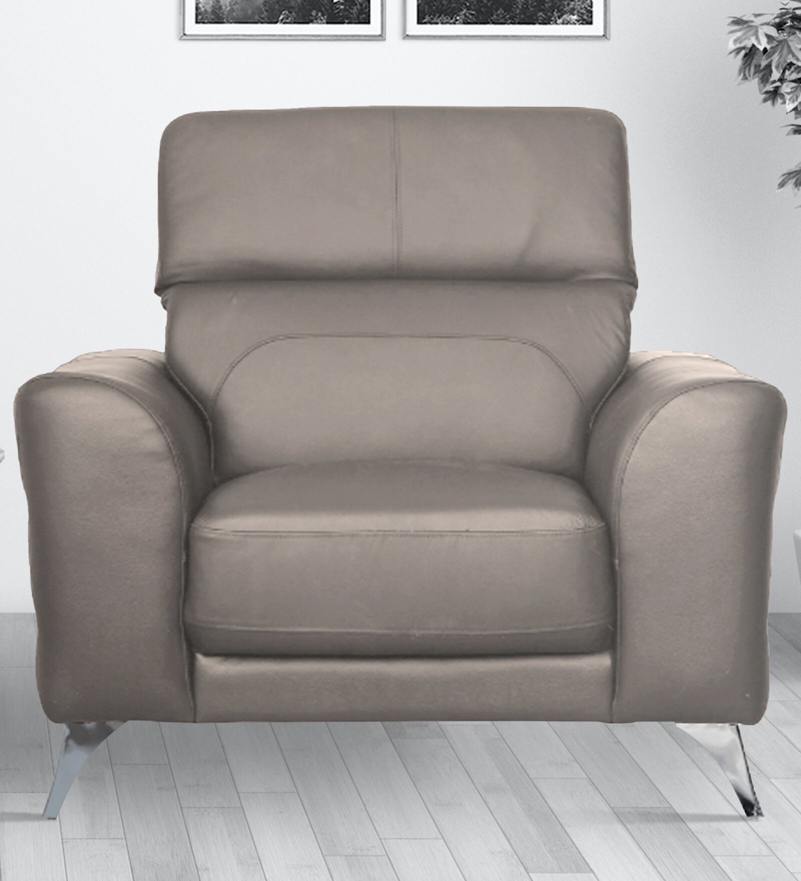 Buy Cristobal 1 Seater Half Leather Sofa in Buff Colour at 15% OFF by ...