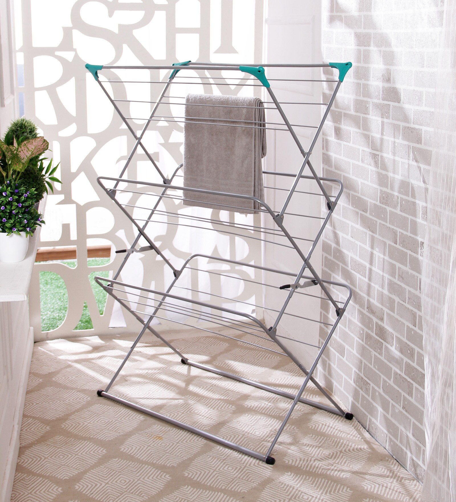 Buy Steel Floor Rested Cloth Drying Stand (Length: 38 Inches) By Crust ...