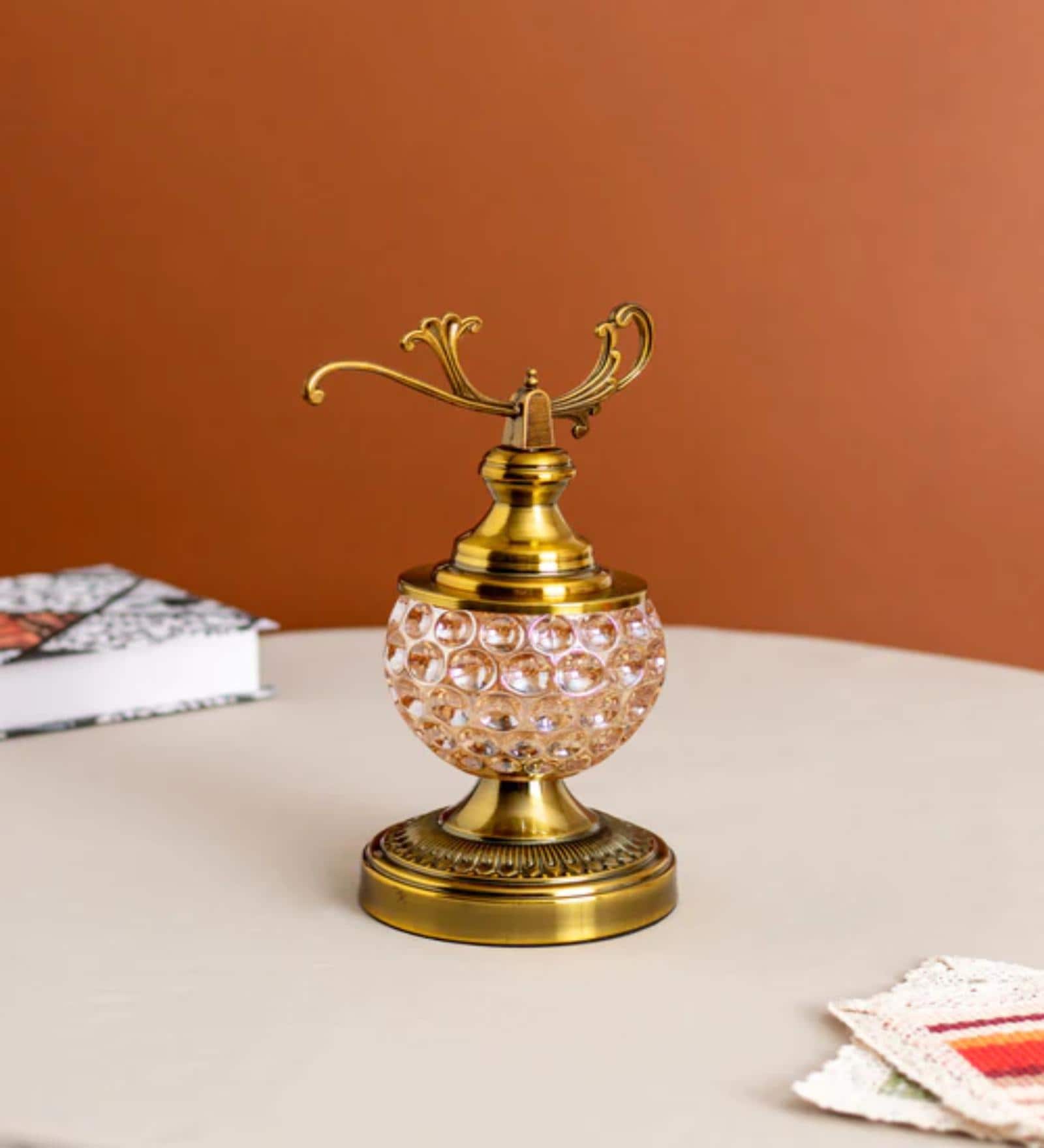 Buy Crystal Diamond Glass Storage Jar Multicolour Glass Showpiece at 25 ...