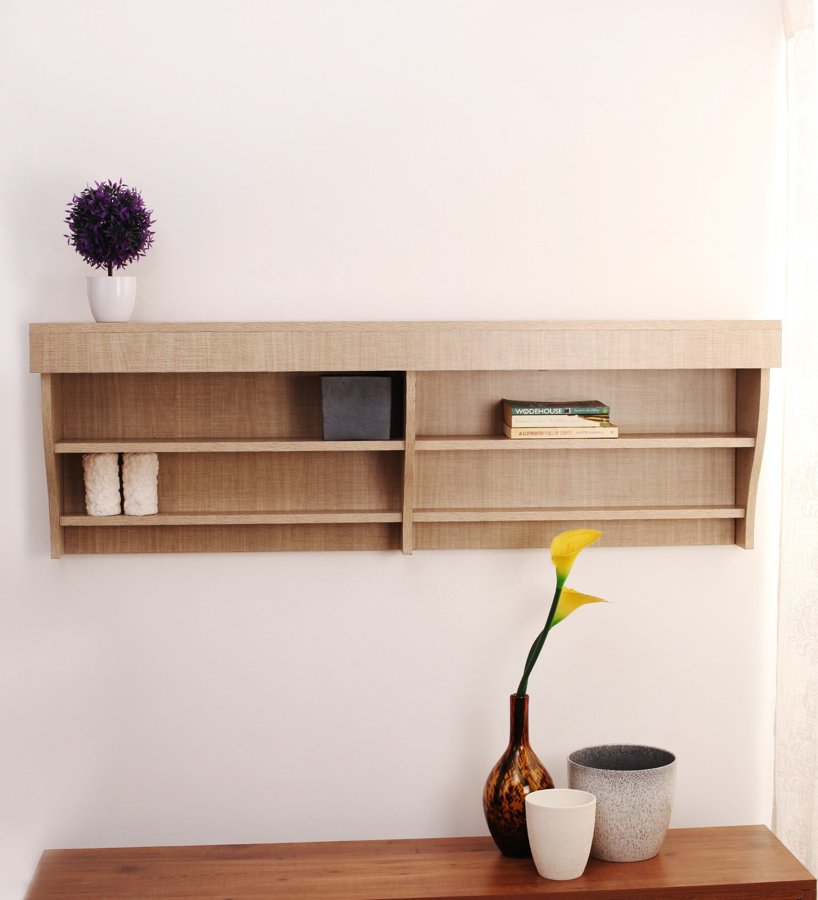 Buy Calypso Multi-Purpose Wall Shelf in Natural Wood Finish by Crystal ...