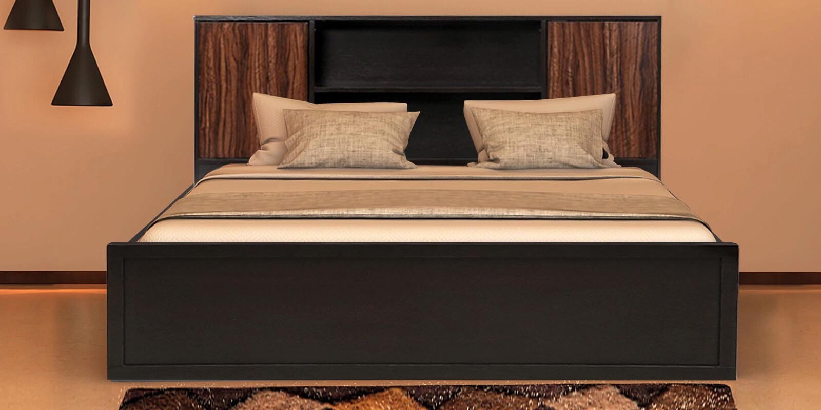 Buy Crysler King Size Bed with Hydraulic Storage in Wenge Finish by ...