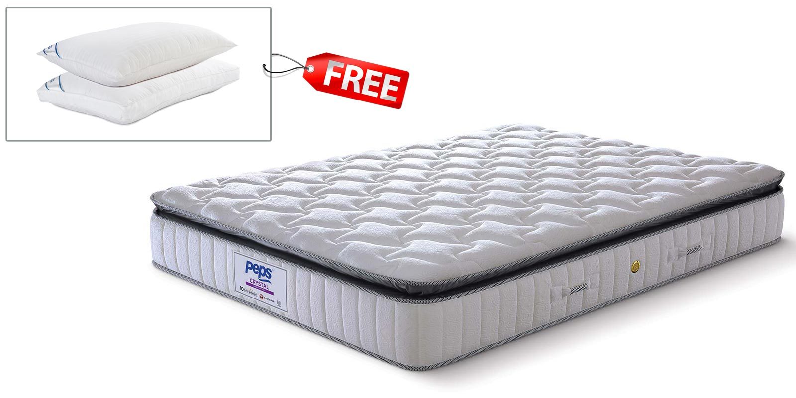 Buy Crystal Single 8 Inch Pocket Spring Mattress By Peps India Online ...
