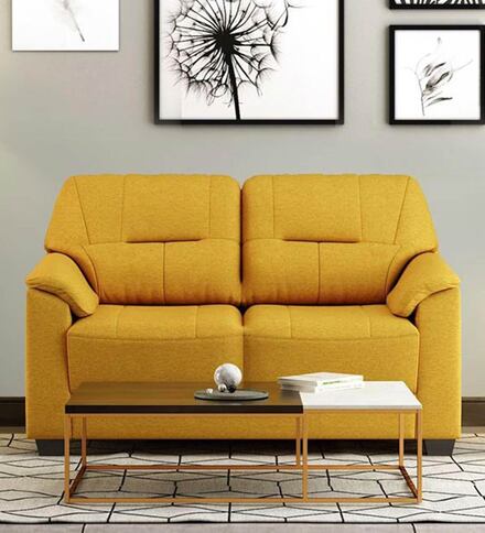 Buy Croma Fabric 3 Seater Sofa in Yellow Colour by Muebles Casa Online ...