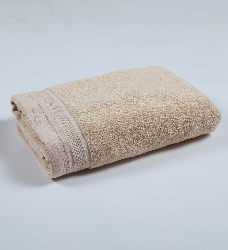 Buy Cream Solid 500 GSM Cotton Bath Towel by Raymond Home Online ...