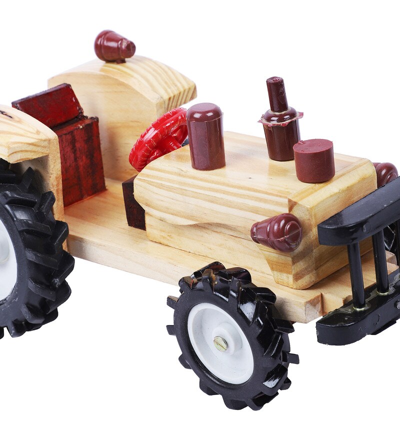Buy Cream Wooden Farm Tractor Transport Decor Showpiece by Exim Decor ...