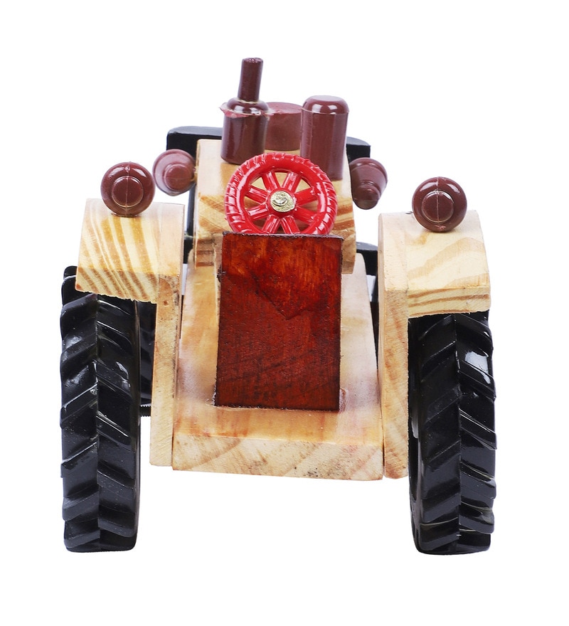 Buy Cream Wooden Farm Tractor Transport Decor Showpiece by Exim Decor ...