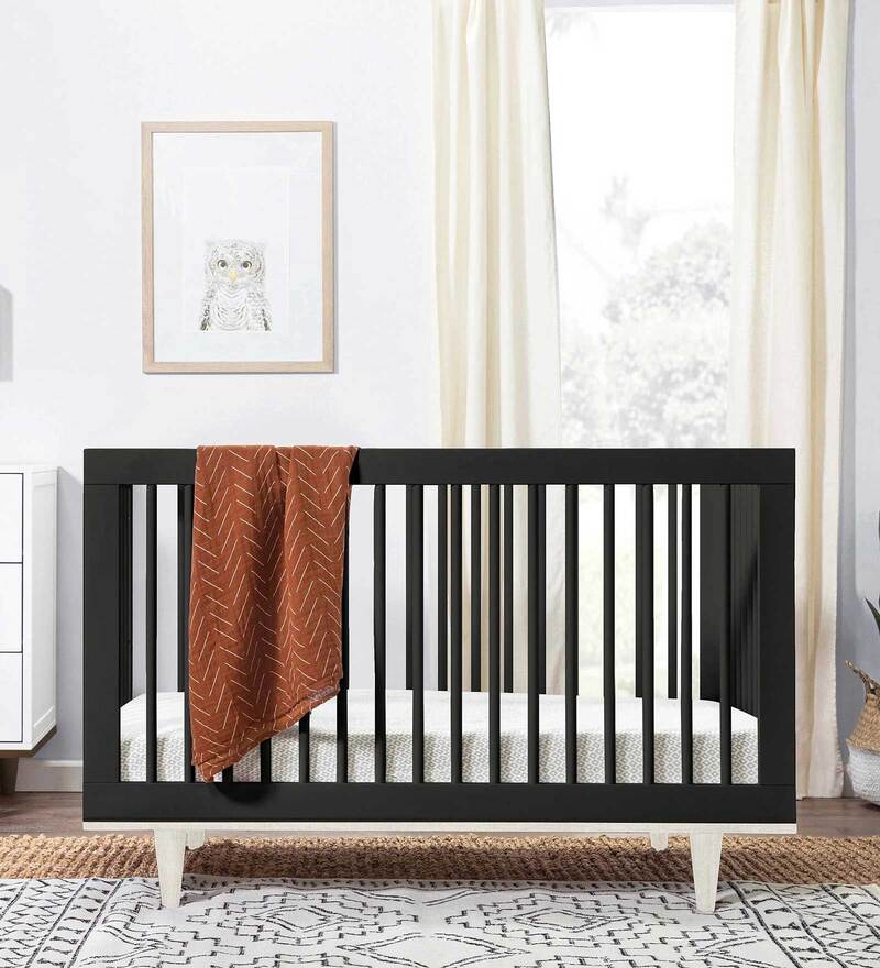 Buy Solid Wood Crib in Jet Black Colour with Convertible Bed Online ...