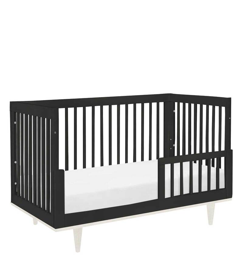 Buy Solid Wood Crib in Jet Black Colour with Convertible Bed Online ...