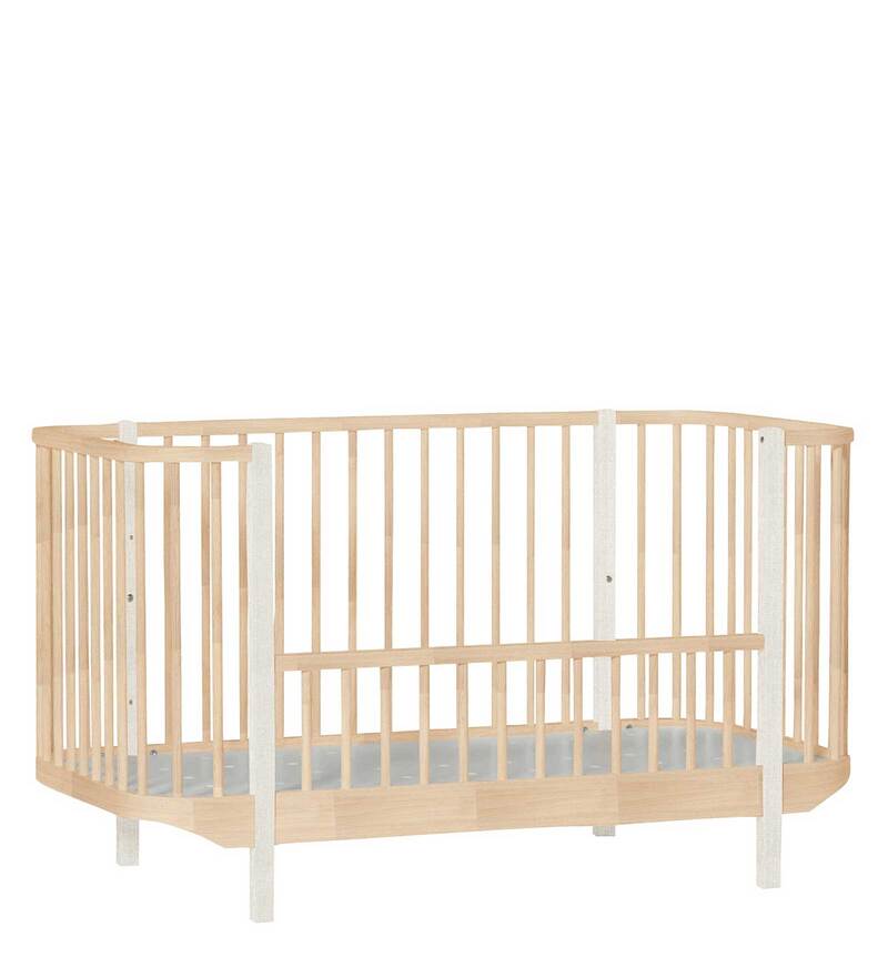 Buy Solid Wood Crib in Natural Polish with Convertible Bed Online ...