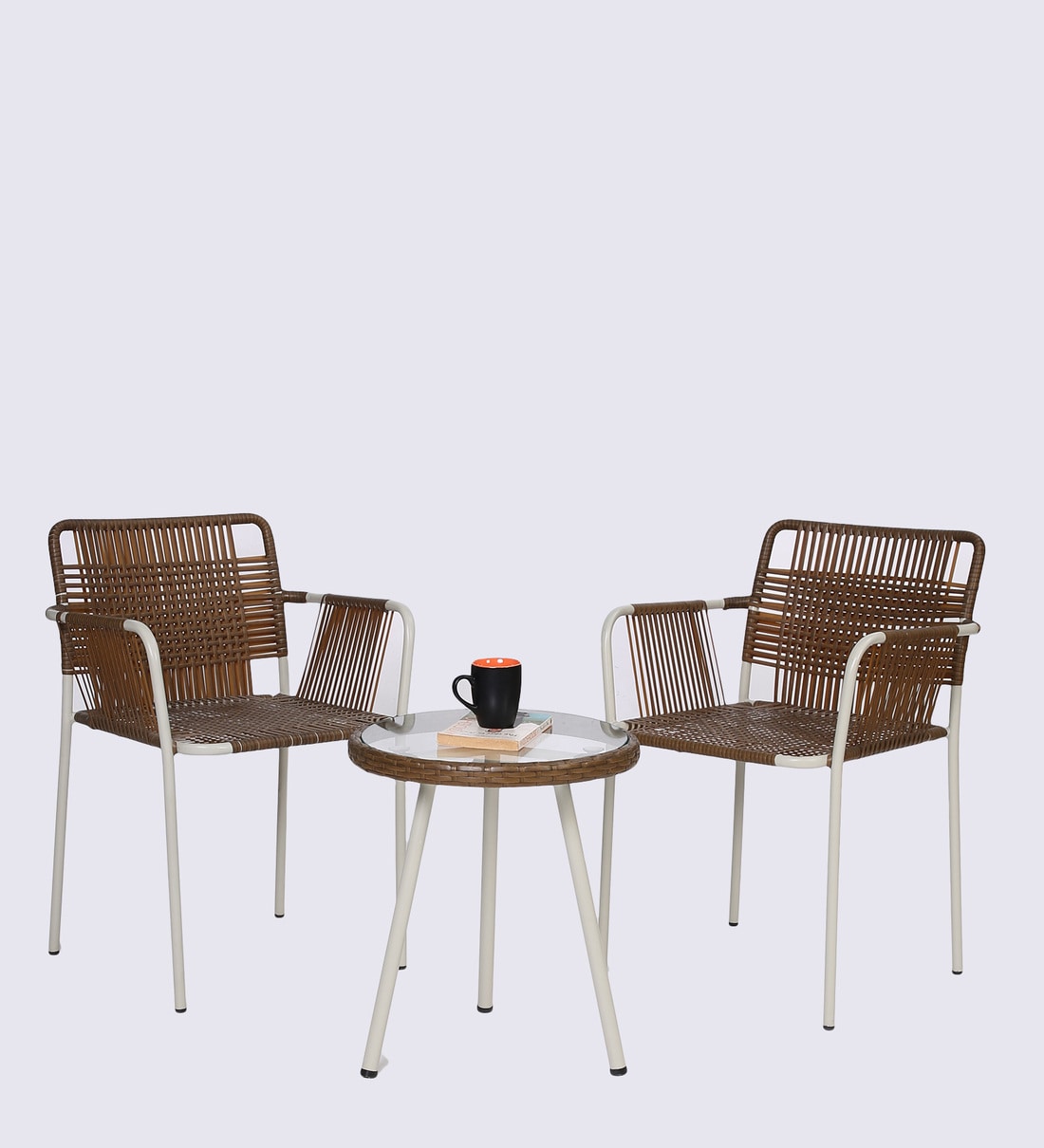Buy Cube Outdoor Coffee Set In Tan Wicker / Cream Colour By Advent ...