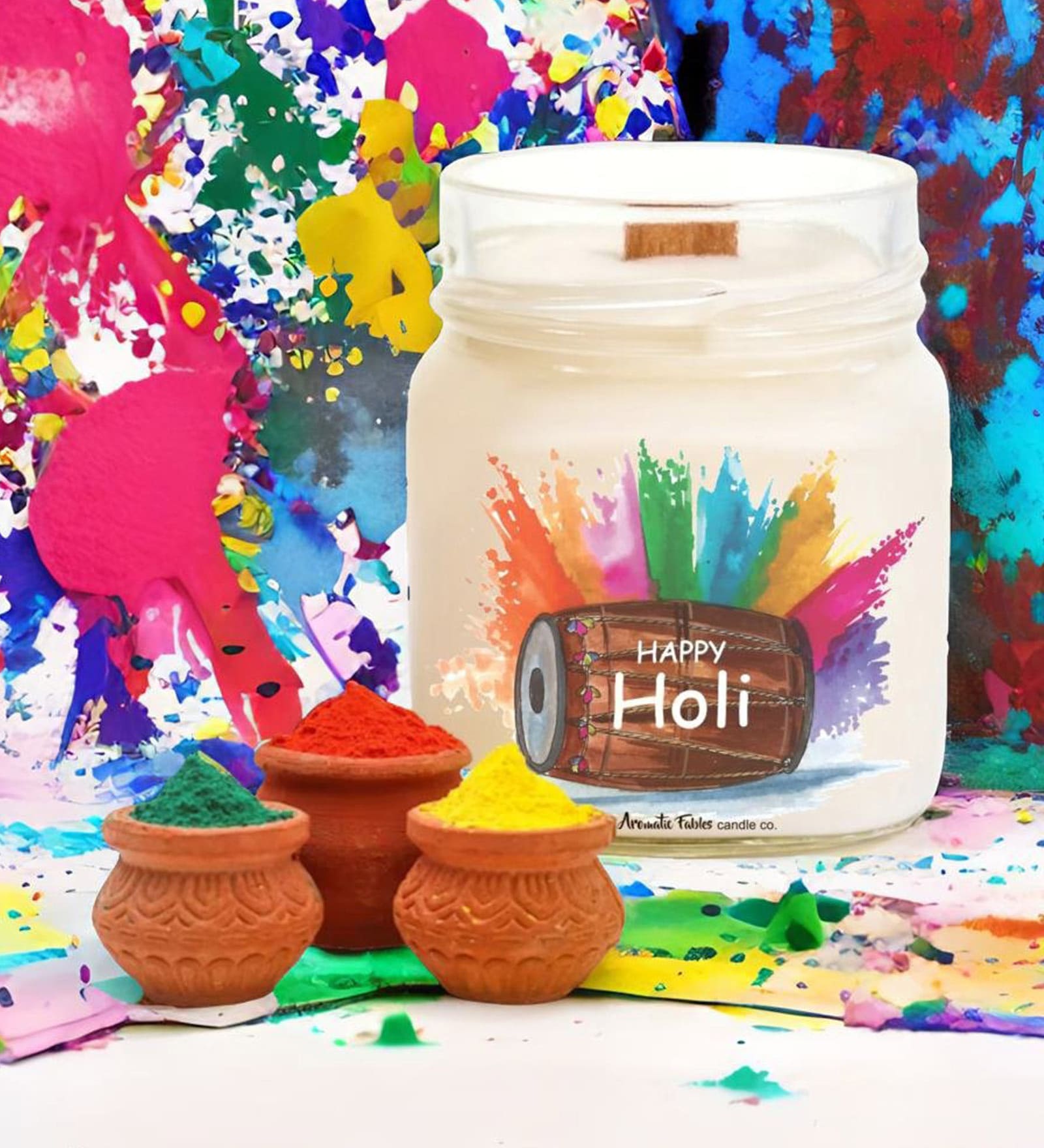 Buy Holi Harmony Chamomile Scented Candle with Herbal Gulal Gift Set at ...