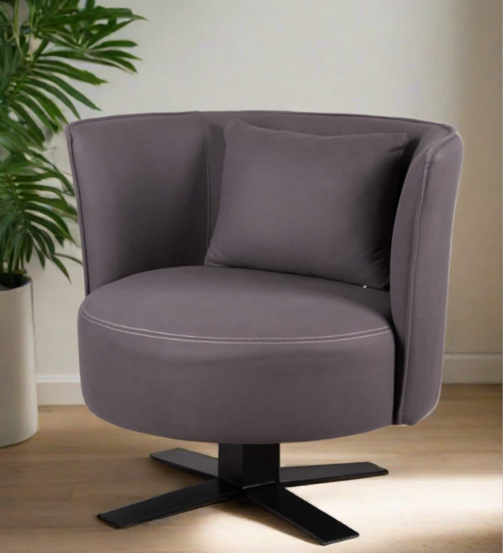 Buy Curl Fabric Swivel Chair In Grey Colour at 100% OFF by The Golden ...