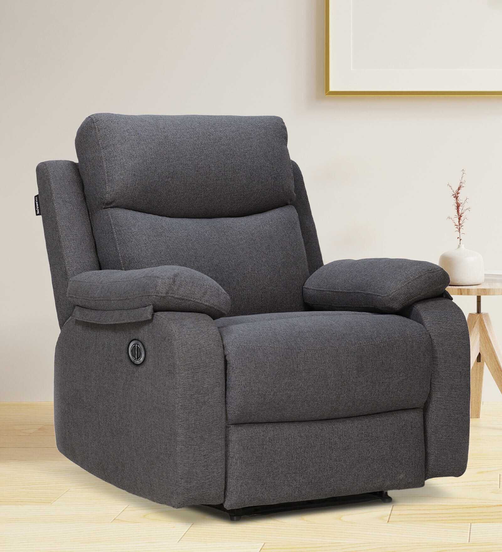 Buy Curve Fabric 1 Seater Motorized Recliner In Grey Colour at 52% OFF ...