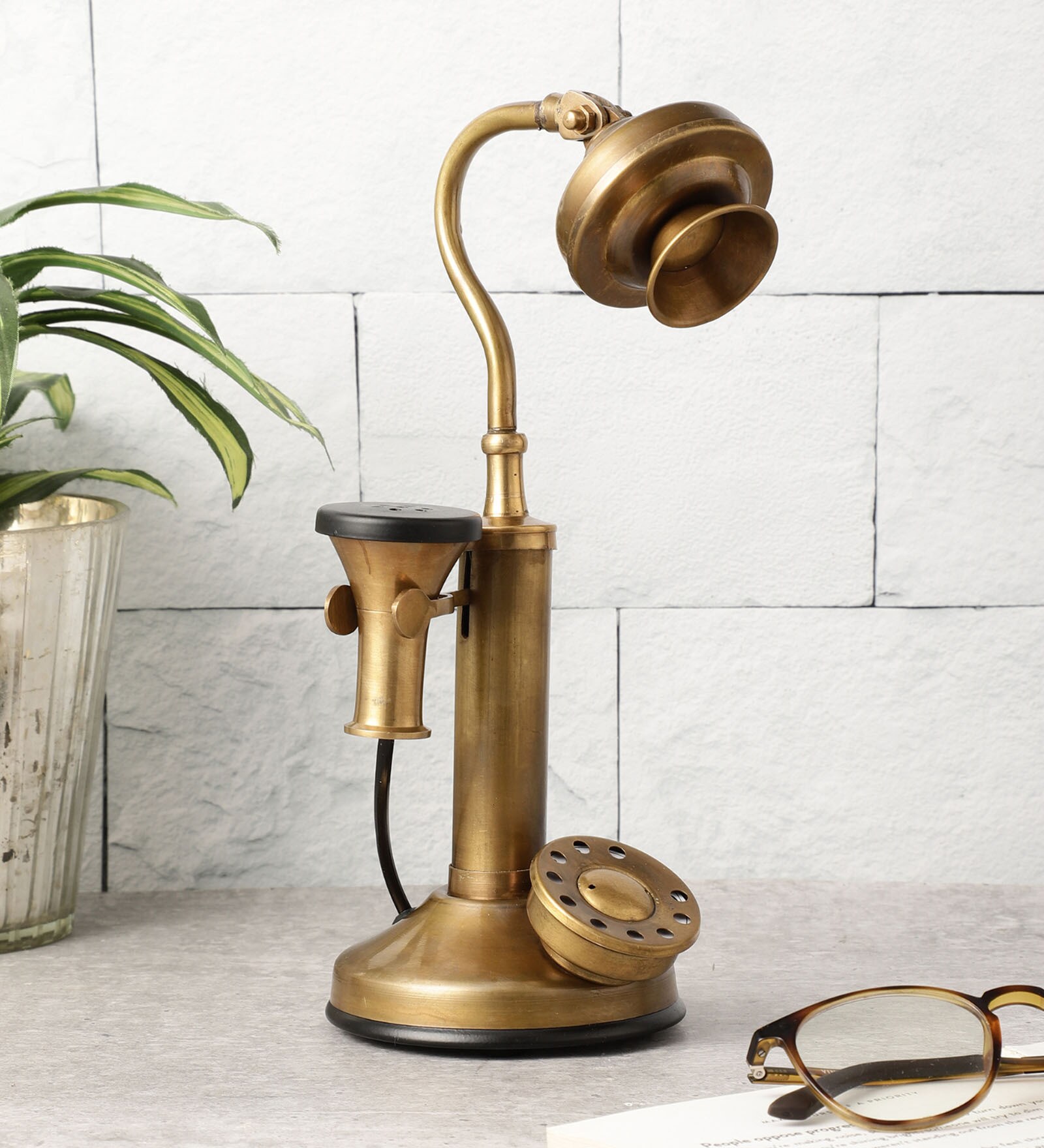 Buy Curve Neck Looking Phone Copper Brass Showpiece at 24% OFF by Weald ...