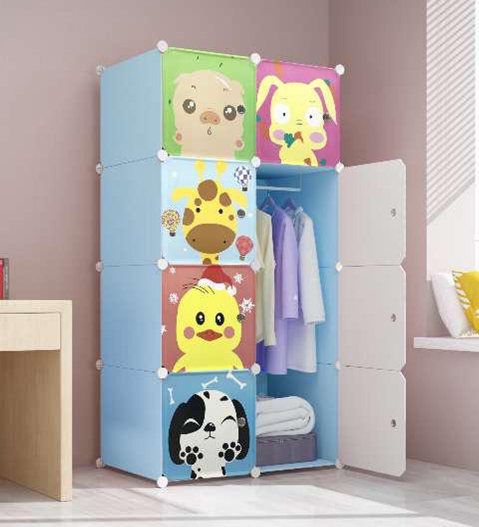 Buy Cute Animals Wardrobe in Blue Colour at 14% OFF by DIY Furniture ...