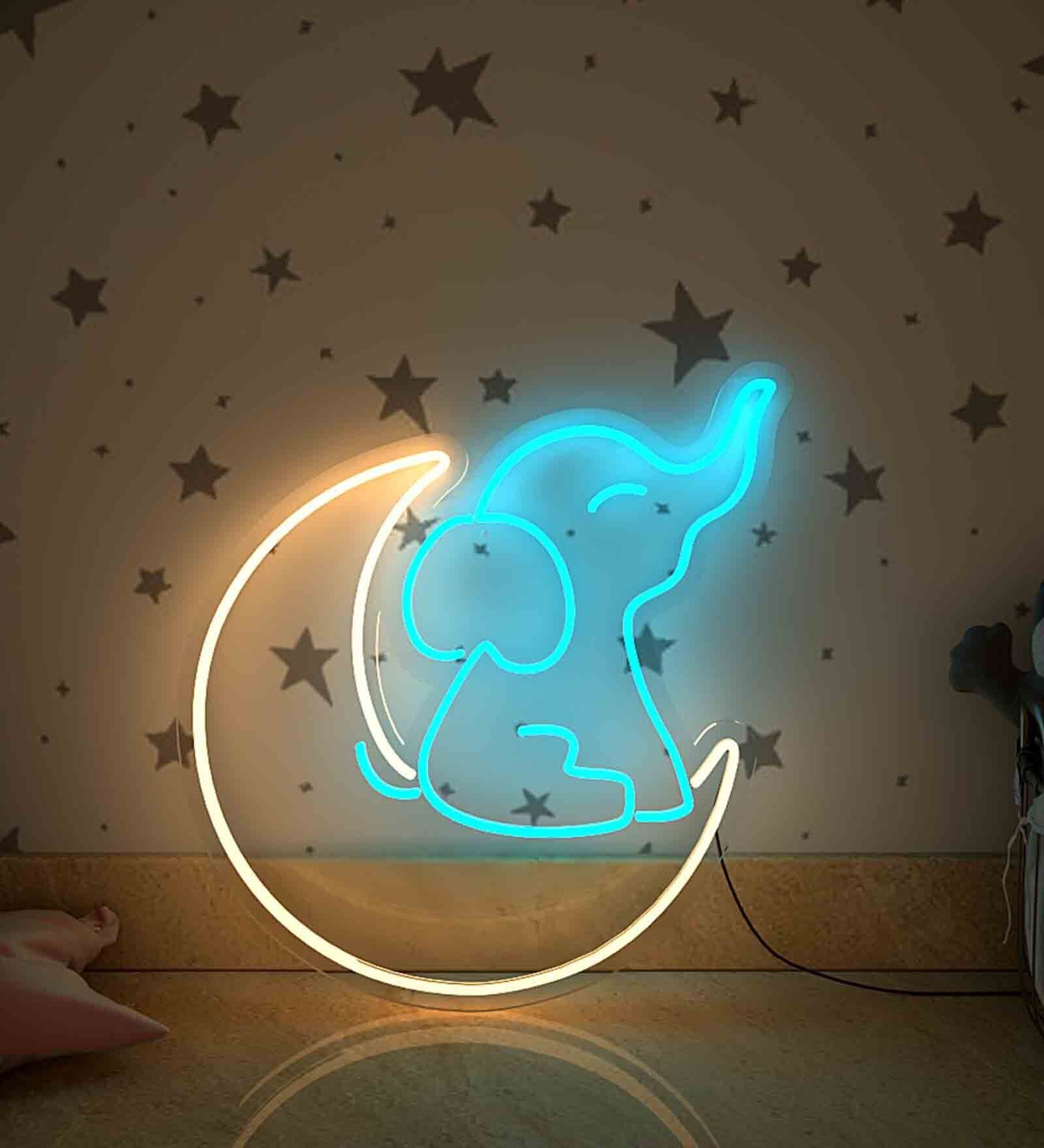 Buy Cute Little Elephant Moon LED Neon Light (Available in multiple ...
