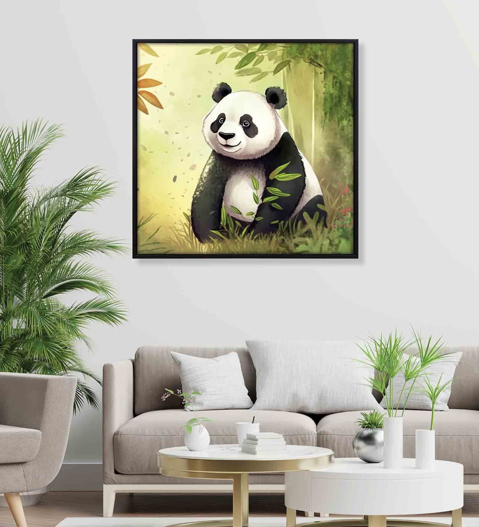 Buy Cute Panda Multicolour Canvas Framed Wall Painting at 13% OFF by ...