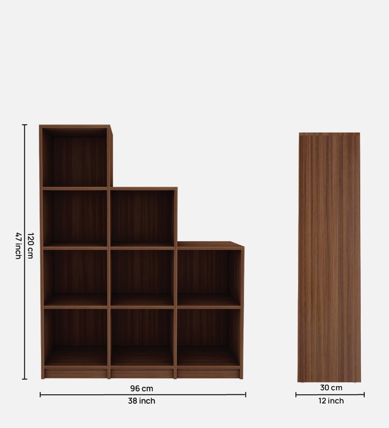 Buy Cubix Book Shelf in Walnut Finish by Woodbuzz Online - Modern Book ...