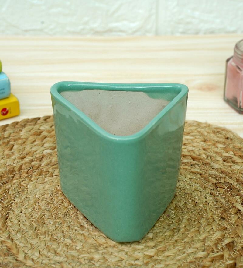 Buy Cyan Ceramic Desk Pot Set Of 2 By Gold Dust Online - Desk Pots ...