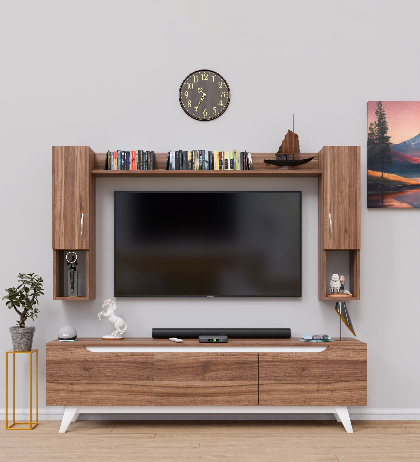 Buy D3+ M5 Tv Console In Noce Lyon And White Colour at 16% OFF by Spydercraft | Pepperfry