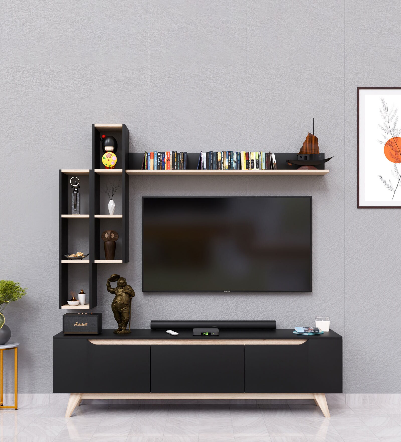 Buy D3 Tv Unit In Black And Asian Walnut Finish at 16% OFF by ...