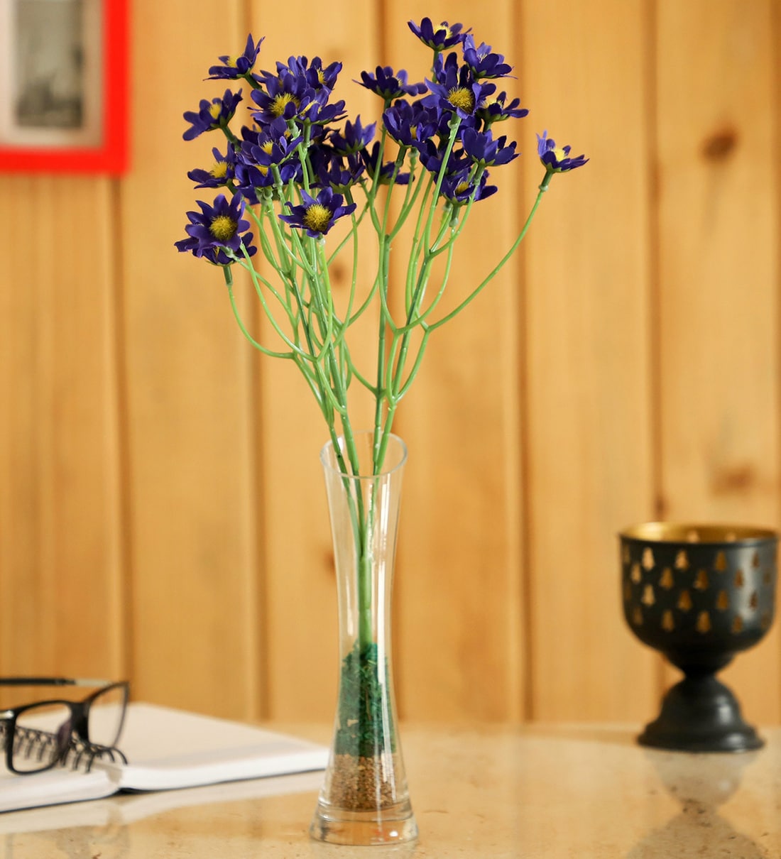 Buy Daisy Blue Plastic Flower bunch without pot by Ferns N Petals at 29 ...