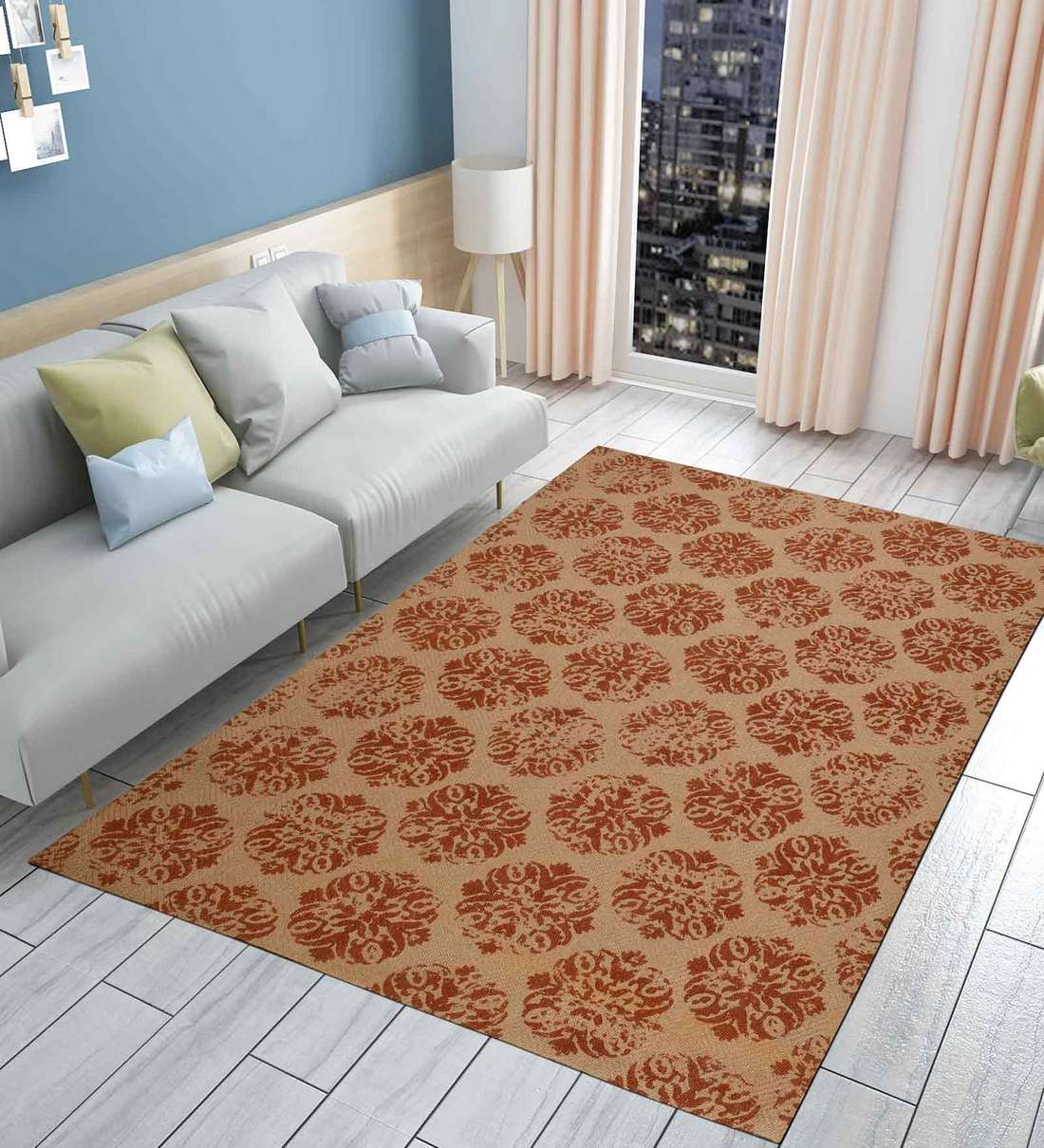 Buy Brown Floral Jute 5 ft x 7 ft Hand Woven Carpet at 33% OFF by Lehar ...