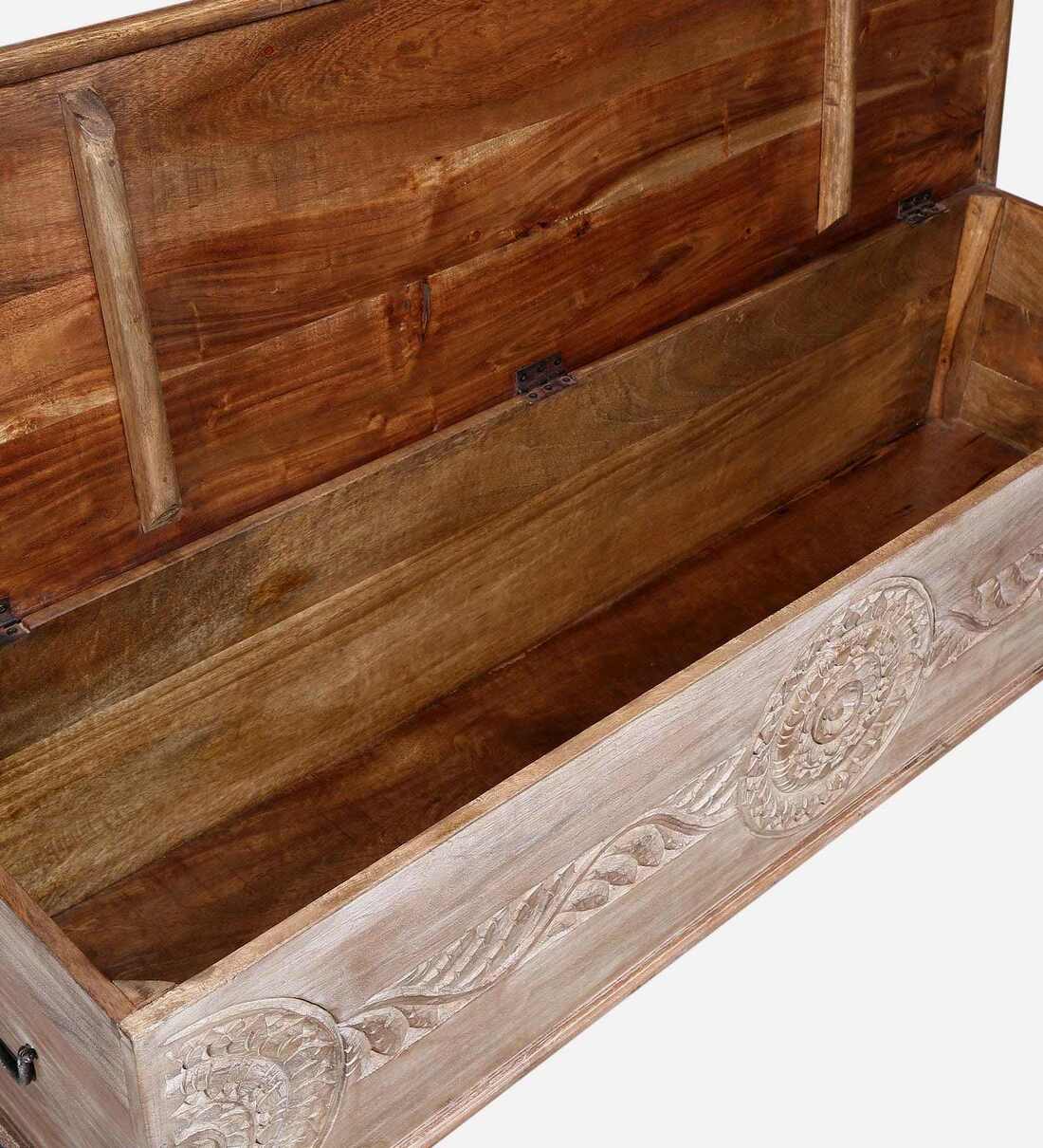 Buy Damion Solid Wood Linen Trunk in Distress Finish by Bohemiana ...