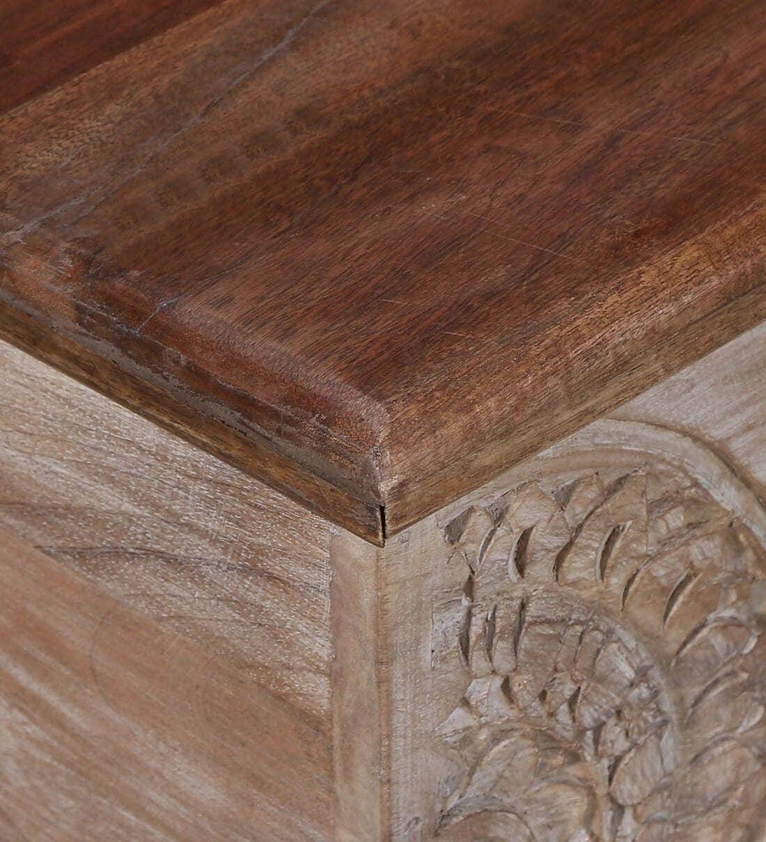 Buy Damion Solid Wood Linen Trunk in Distress Finish by Bohemiana ...