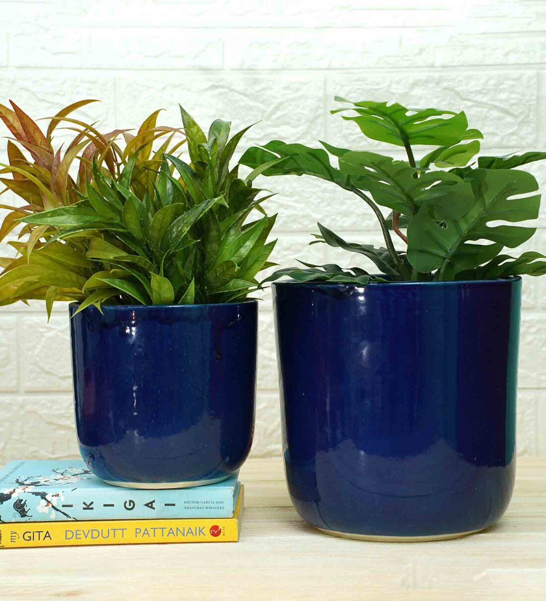 Buy Dark Blue Ceramic Desk Pot at 5% OFF by Gold Dust | Pepperfry