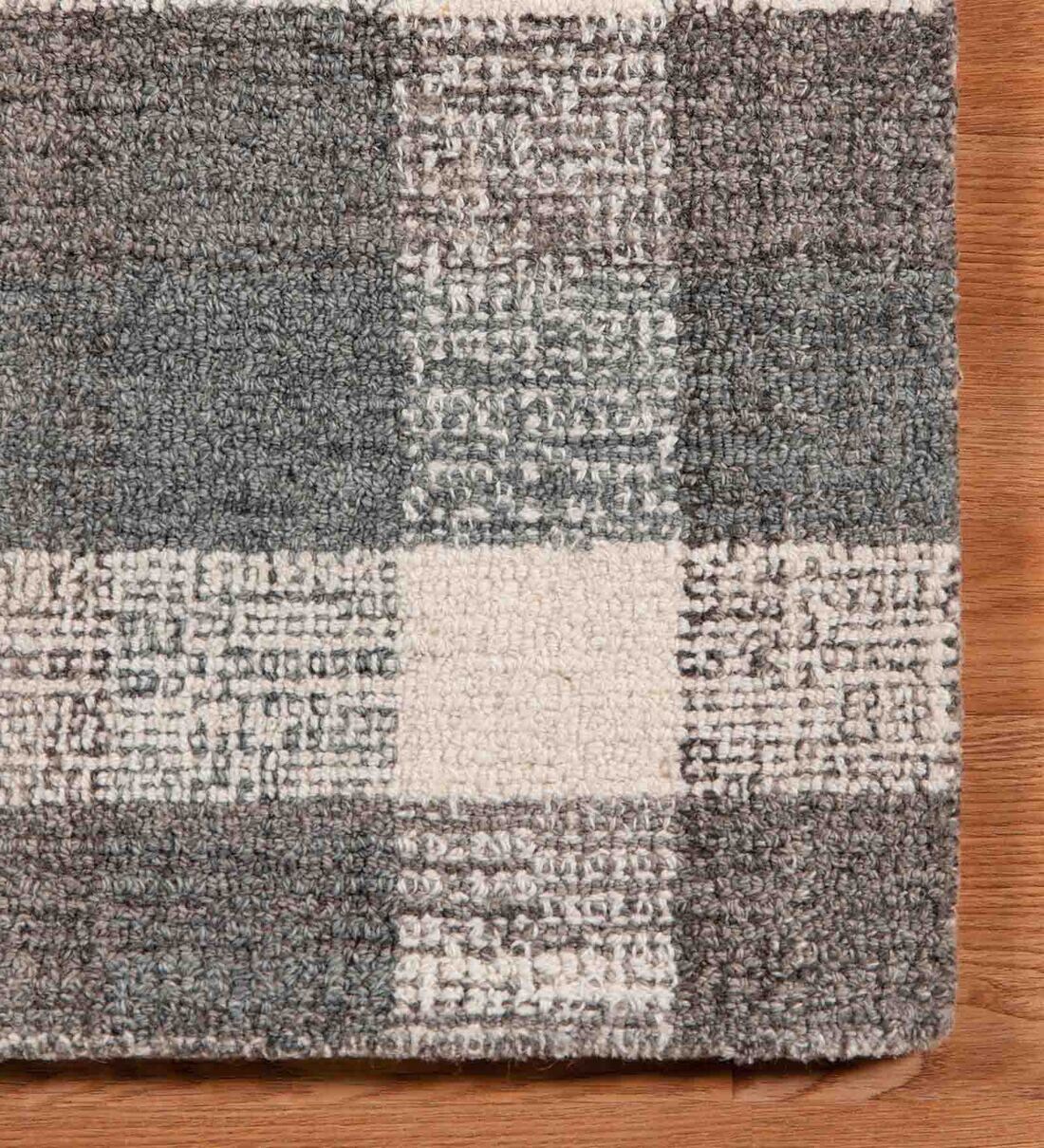 Buy Dark Gray Wool Tartan 8x10 Feet Hand-Tufted Carpet by Saraswati ...