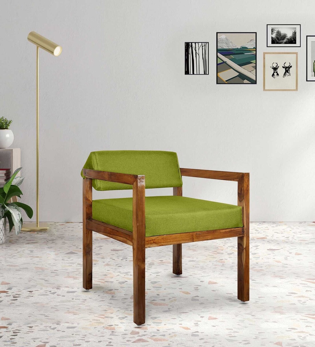 Buy Darlene Arm Chair In Green Colour at 18% OFF by Timberly | Pepperfry
