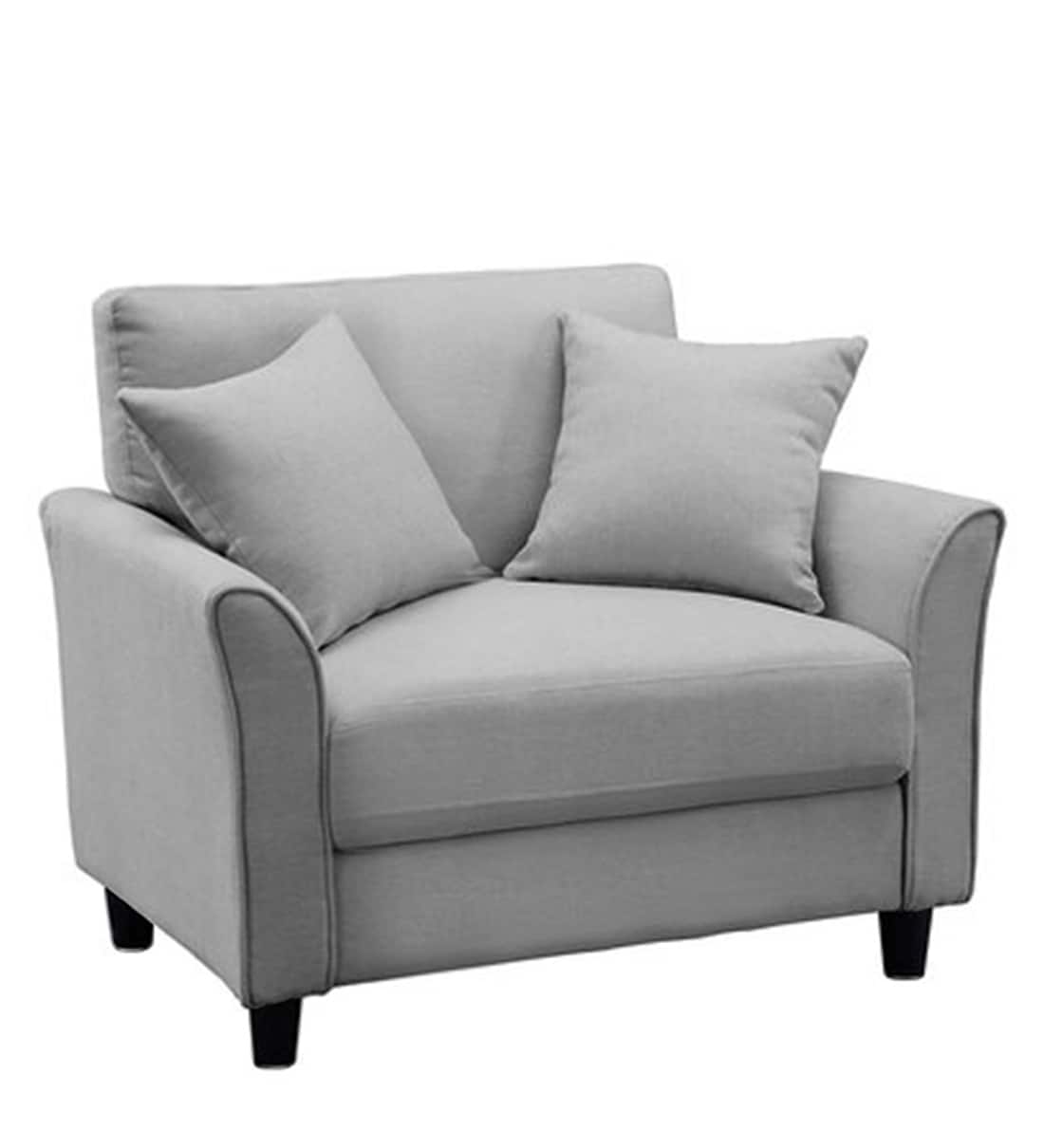Buy Daroo Velvet 1 Seater Sofa in Concrete Grey Colour Online - Lawson ...