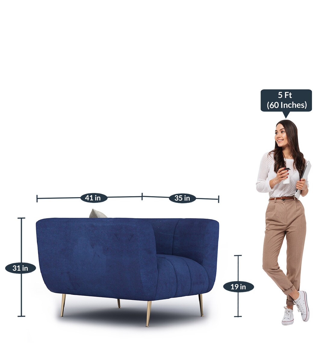 Buy Darwin 1 Seater Sofa in Blue Colour by Urban Living Online ...